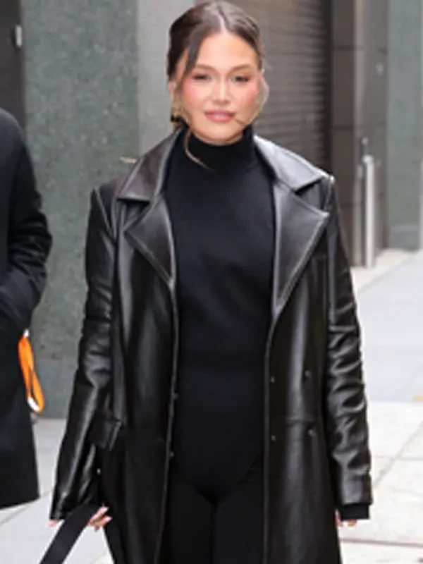 NYC Olivia Holt Black Leather Coat On Sale